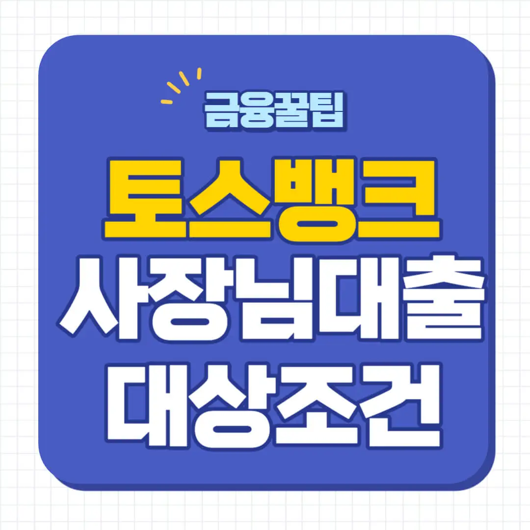 토스뱅크 사장님대출 대상 가입 조건 한도 신청 방법 마이너스통장 개인사업자 대환 서류 Ver2024